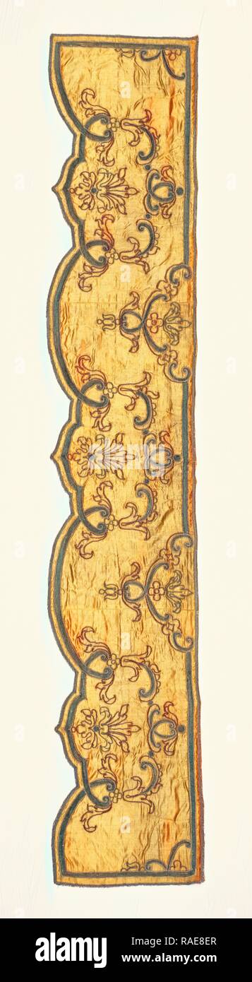 Upper inner foot valence, about 1690 - 1715, Silk satin, cording ...