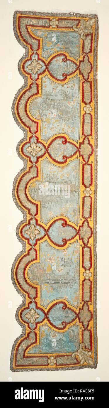 Lower proper left valence, about 1690 - 1715, Silk satin, cording ...