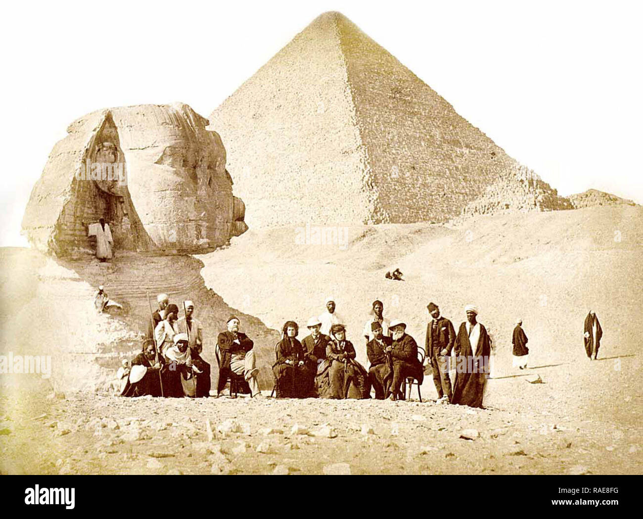 Emperor's visit to the Giza pyramid complex at the end of 1871 Stock ...
