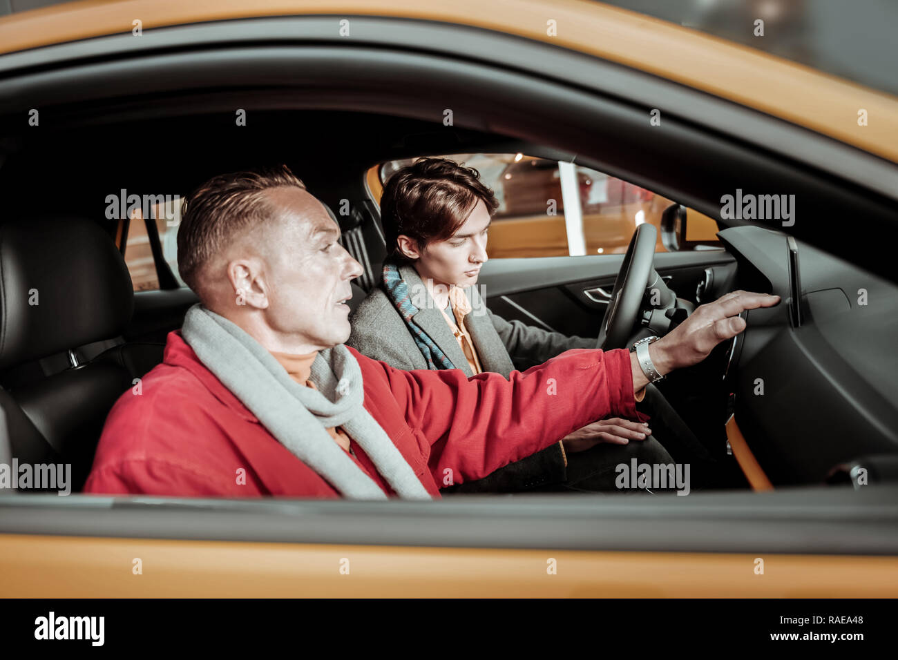 Son and father driving hi-res stock photography and images - Alamy
