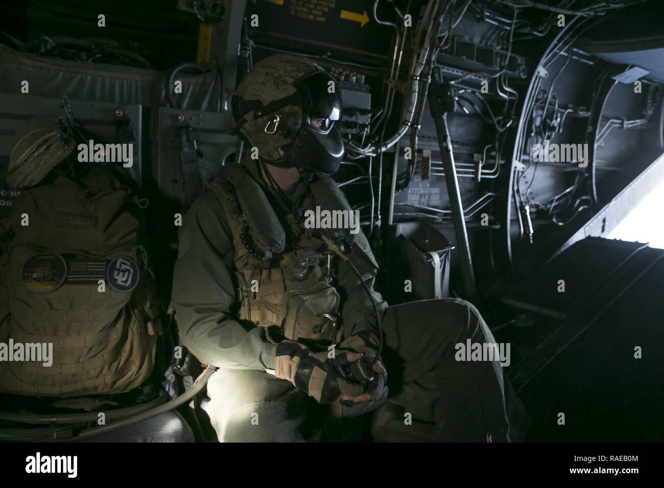 U.S. Marine Corps Cpl. William Corrigan, a Bell Boeing V-22 Osprey crew ...