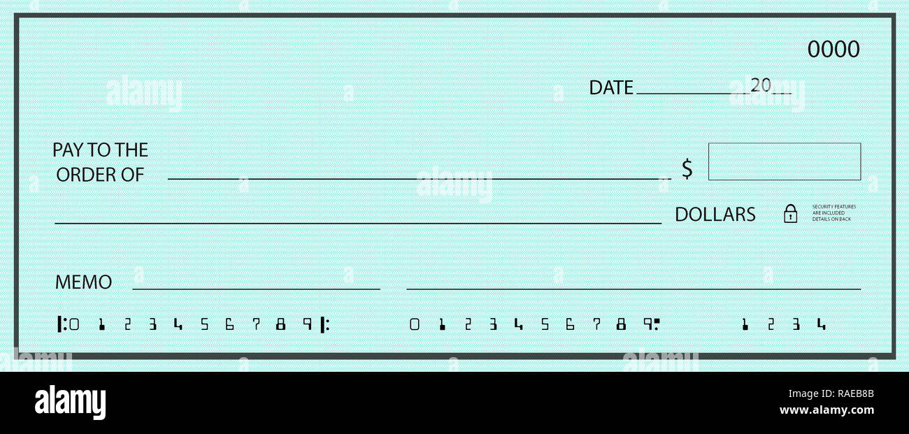 Blank check with generic background and false numbers Stock Photo - Alamy