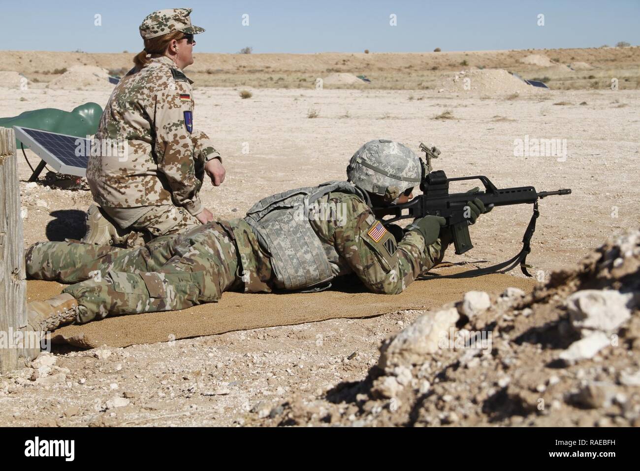 German air force Master Sgt. Nina Steuwe, left, observes U.S. Army ...