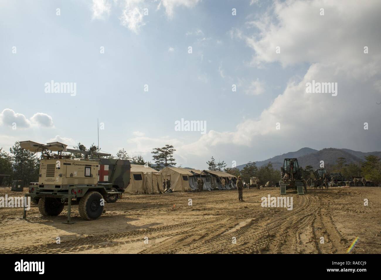 U.S. Marines with Marine Wing Support Squadron (MWSS) 171 set up ...
