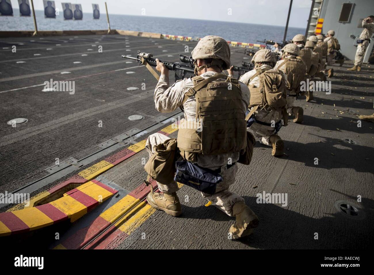 USS MAKIN ISLAND, Gulf of Aden (Jan. 19, 2017) U.S. Marines with Combat ...