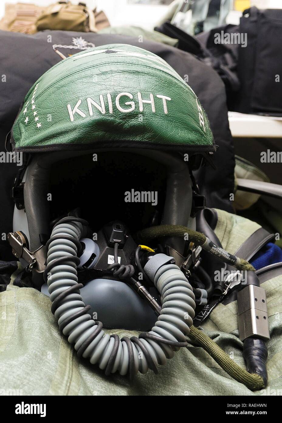 The helmet of an F-16 Fighting Falcon pilot from the 555th Fighter ...