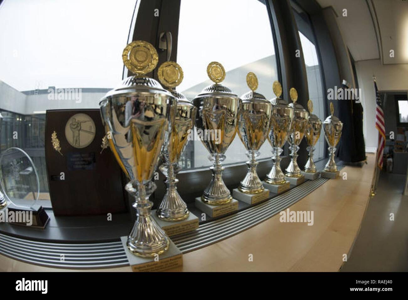 The Stuttgart High School JROTC rifle team displays winning trophies ...