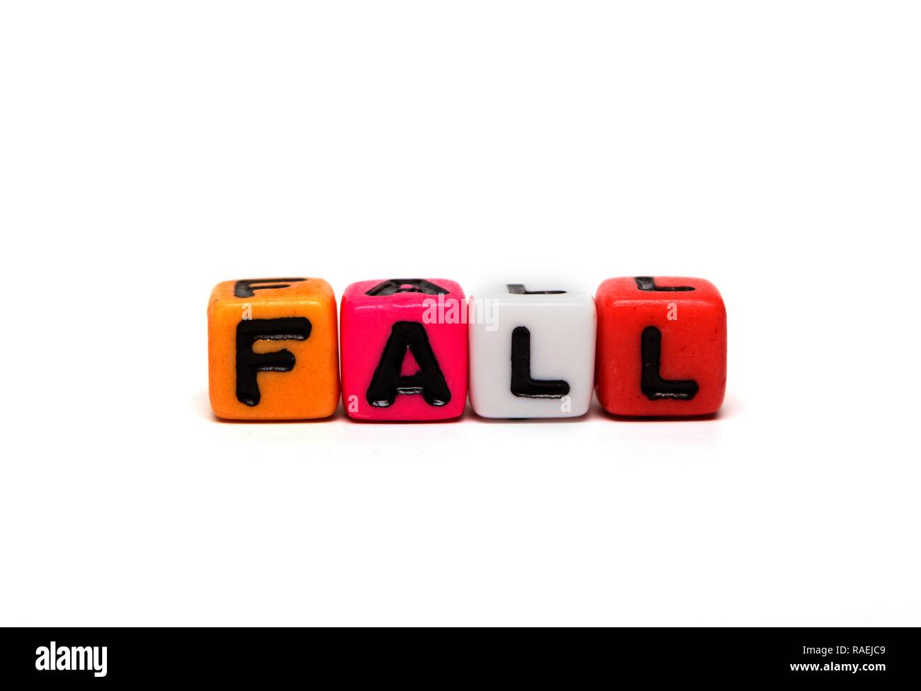 fall - word made from multicolored child toy cubes with letters Stock ...