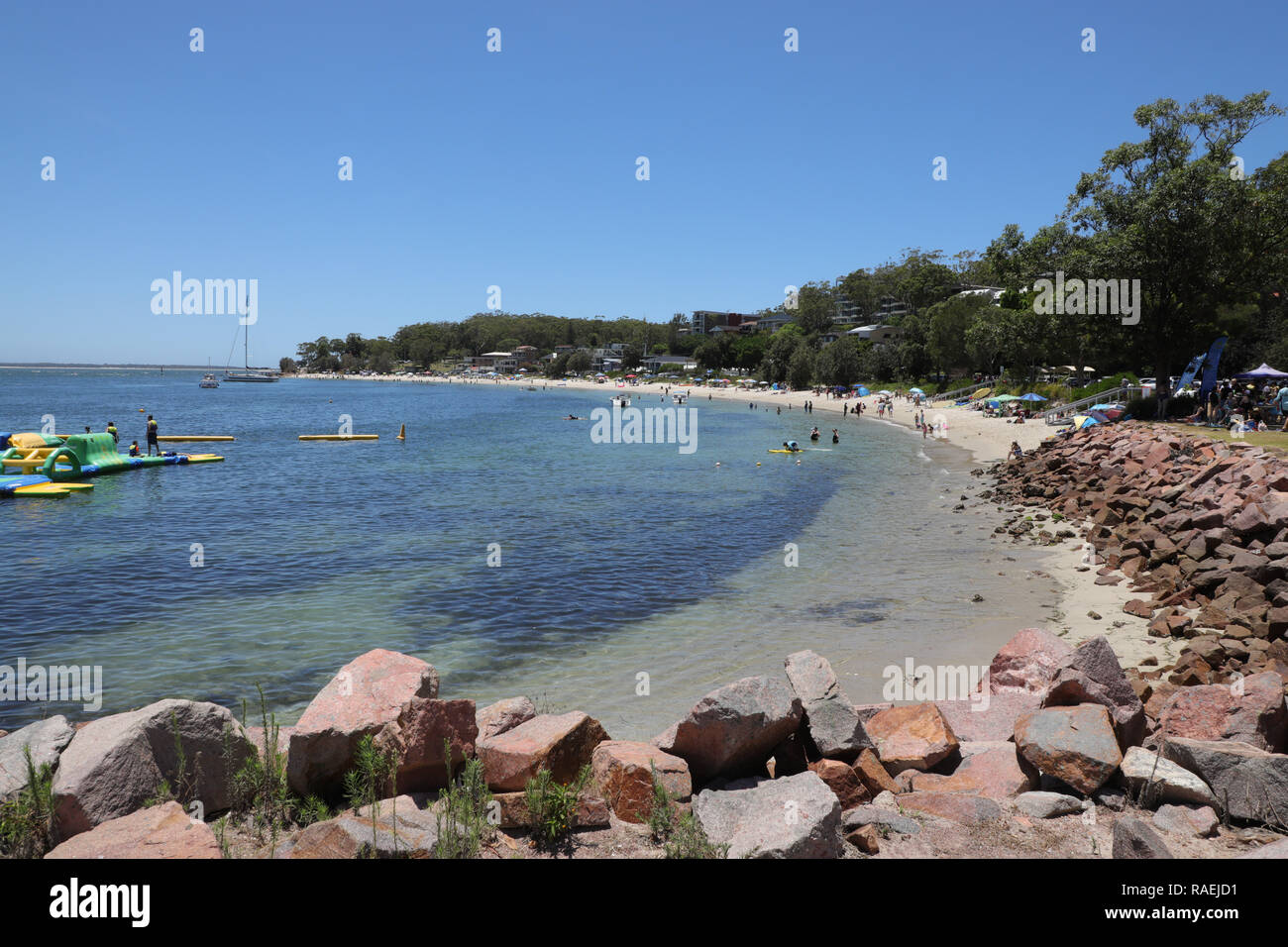 Beach at Little Nelson Bay, Nelson Bay, Port Stephens, Australia Stock ...
