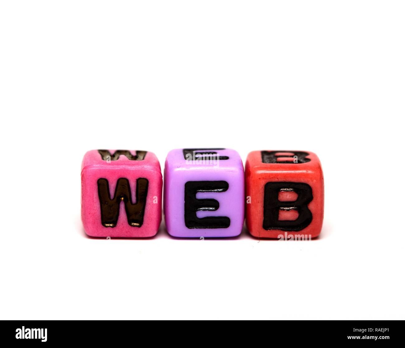 web - word made from multicolored child toy cubes with letters Stock ...