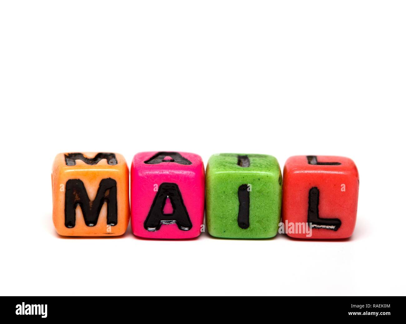 mail - word made from multicolored child toy cubes with letters Stock ...