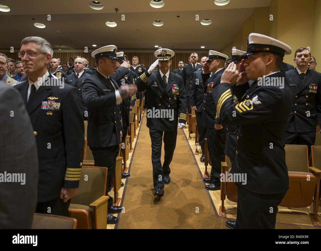 BANGOR, Wash. (Dec. 13, 2018) Capt. John Fancher, from Hammond, Indiana, is piped aboard during ...