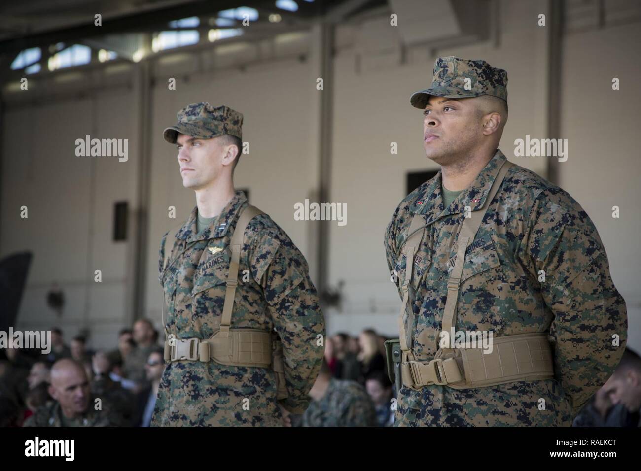 U.S. Marine Corps Capt. Samuel Mahaney (left) and WO Breeland Gloster ...