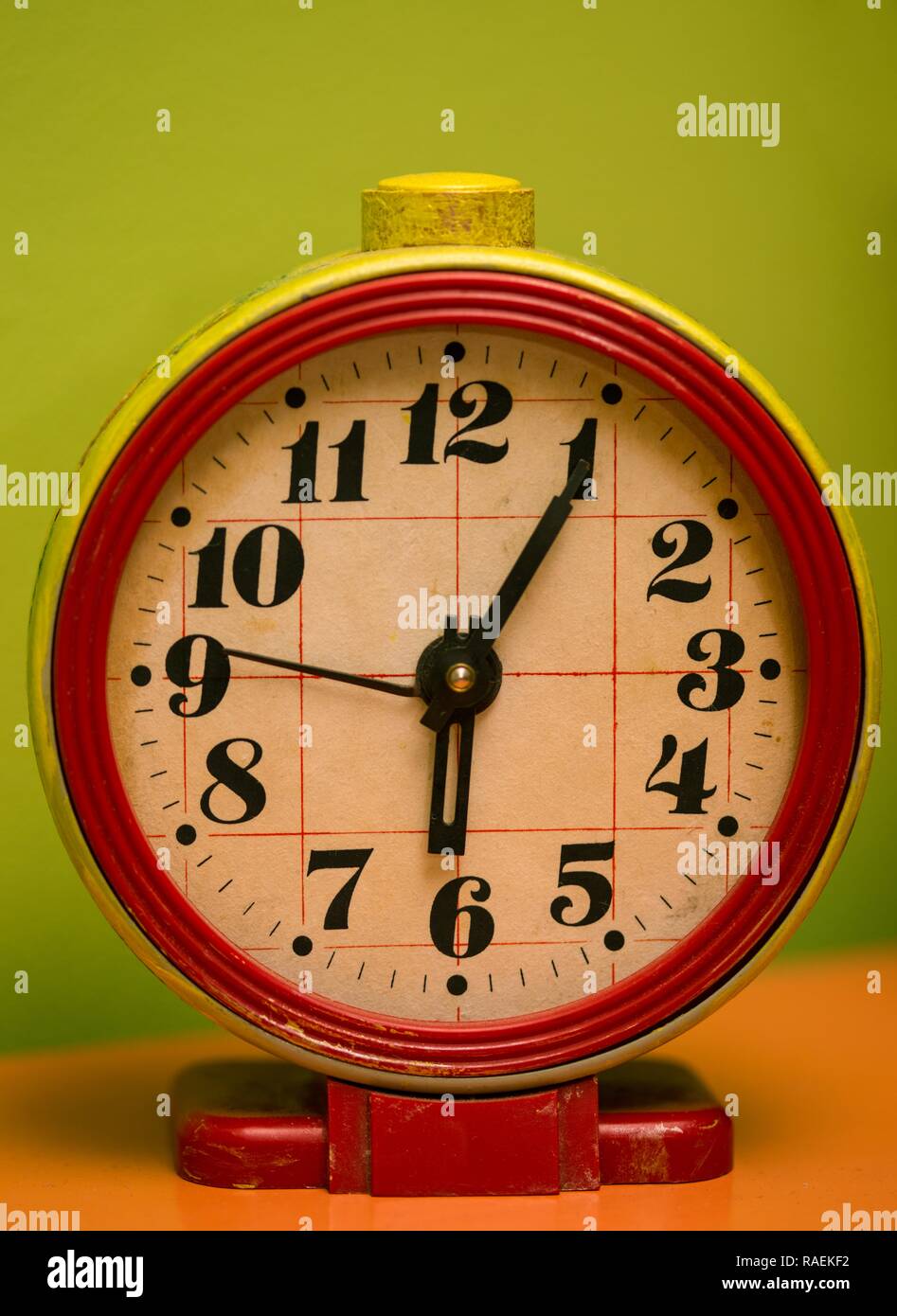 old rusty alarm clock face close up Stock Photo - Alamy