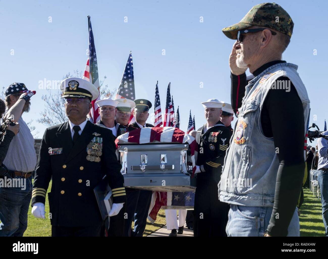 SAN DIEGO (Dec. 13, 2018) A honor team escorts the casket containing ...