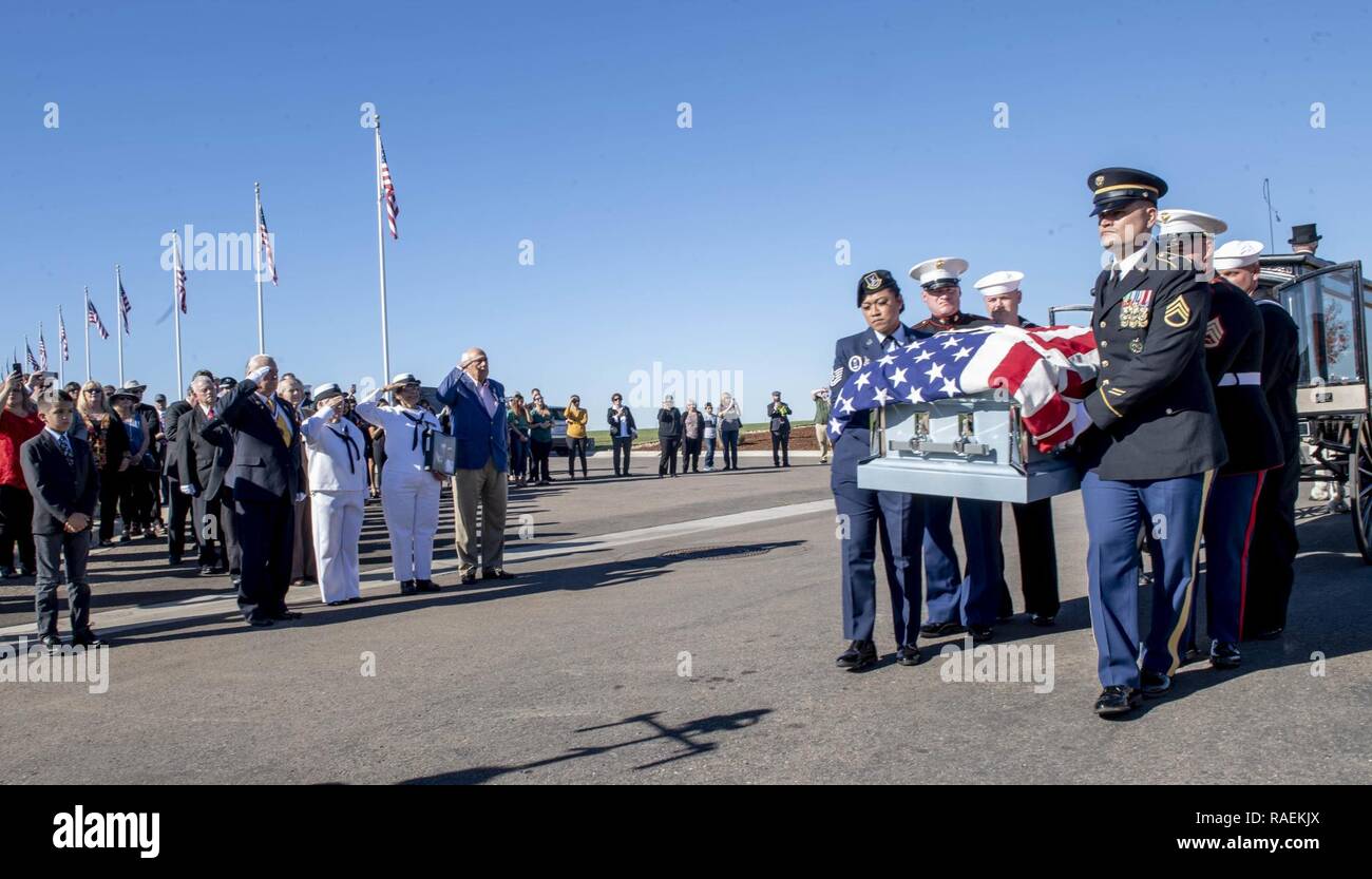 SAN DIEGO (Dec. 13, 2018) A honor team escorts the casket containing ...