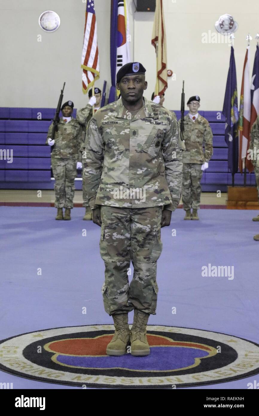 Command Sgt. Maj. LaDerek T. Green, the 19th Expeditionary Sustainment ...