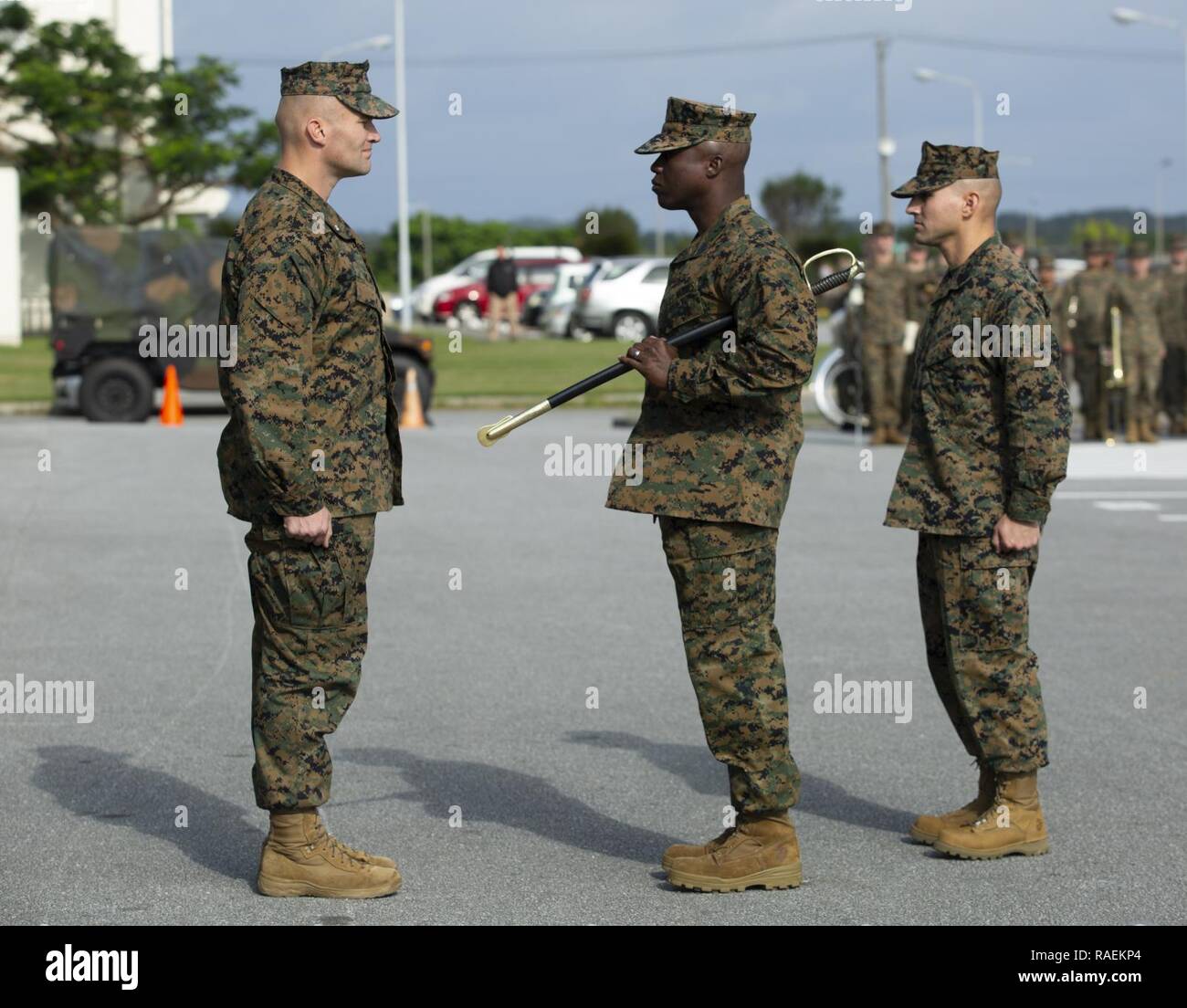Sgt. Maj. Nathaniel Bradley III, prepares to transfer the ...