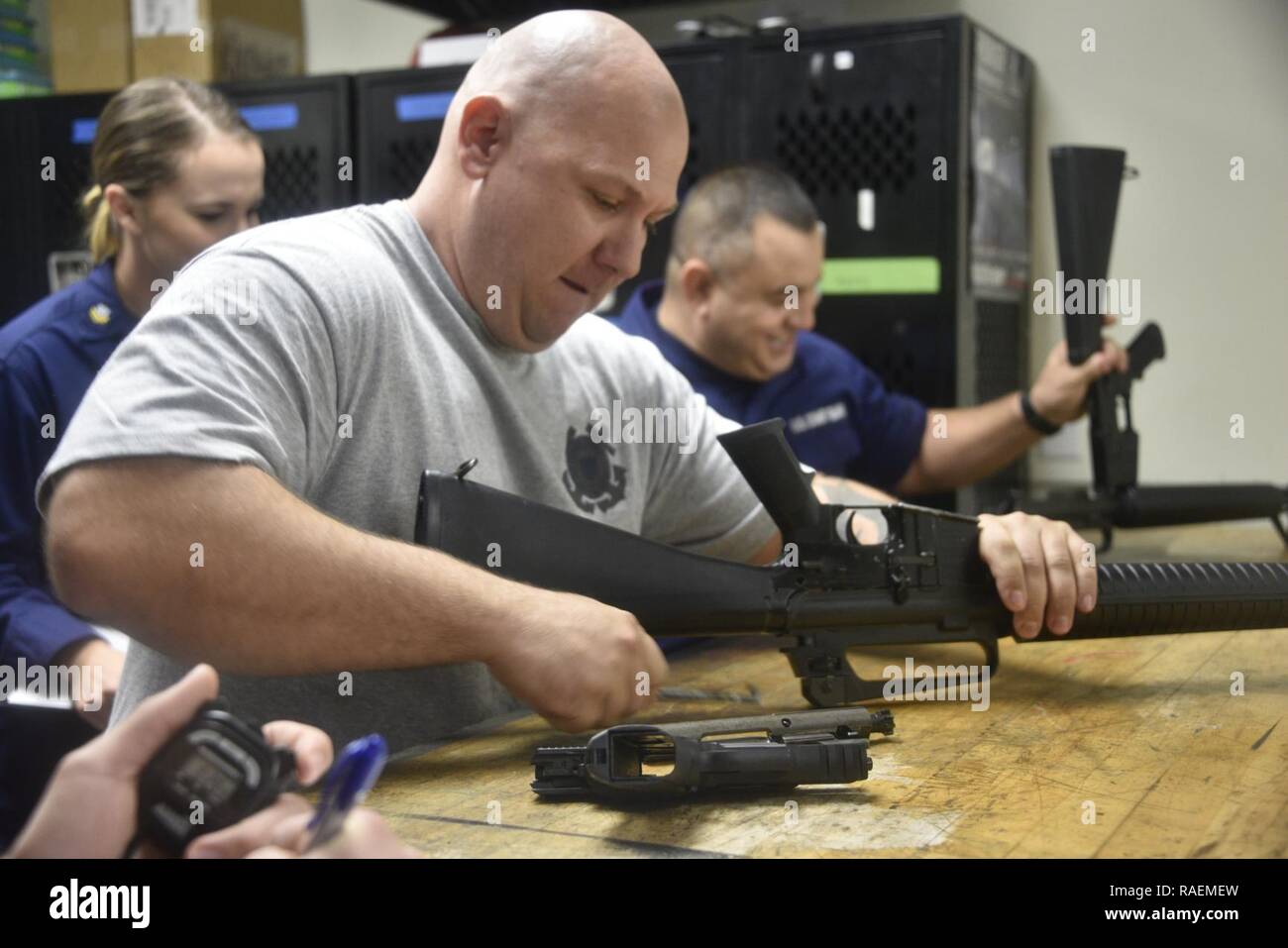 Coast Guard members compete to see who can disassemble and reassemble ...