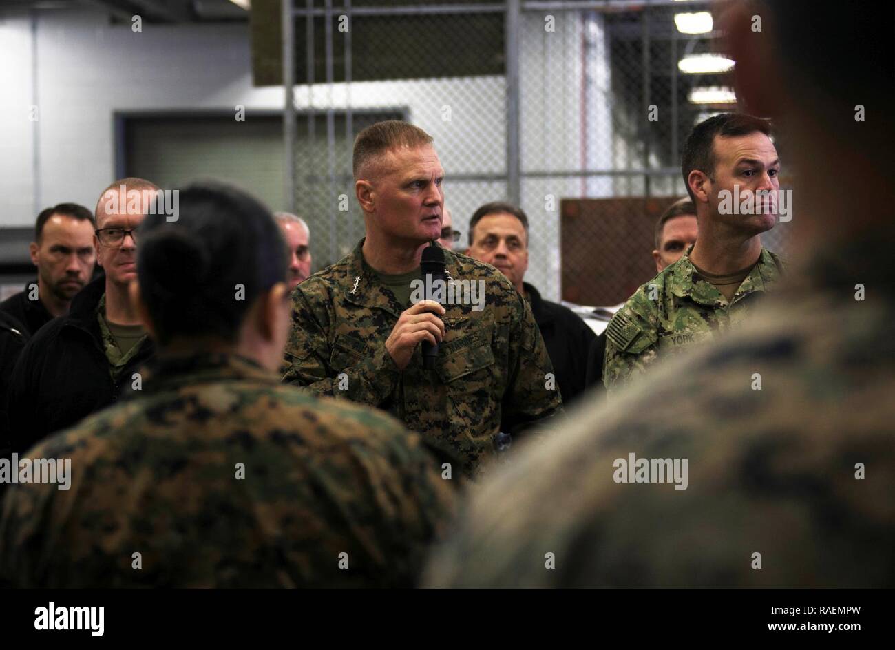 U.S. Marine Corps Lt. Gen. Stephen Rudder speaks at a brief during ...