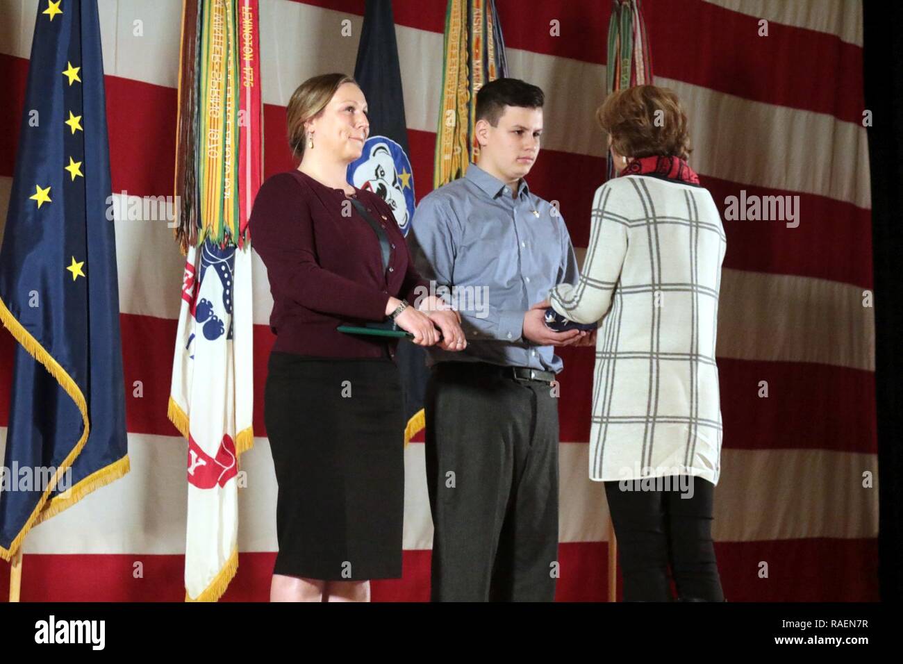 U.S. Sen. Lisa Murkowski presents Staff. Sgt. Justin T. Gallegos's son ...