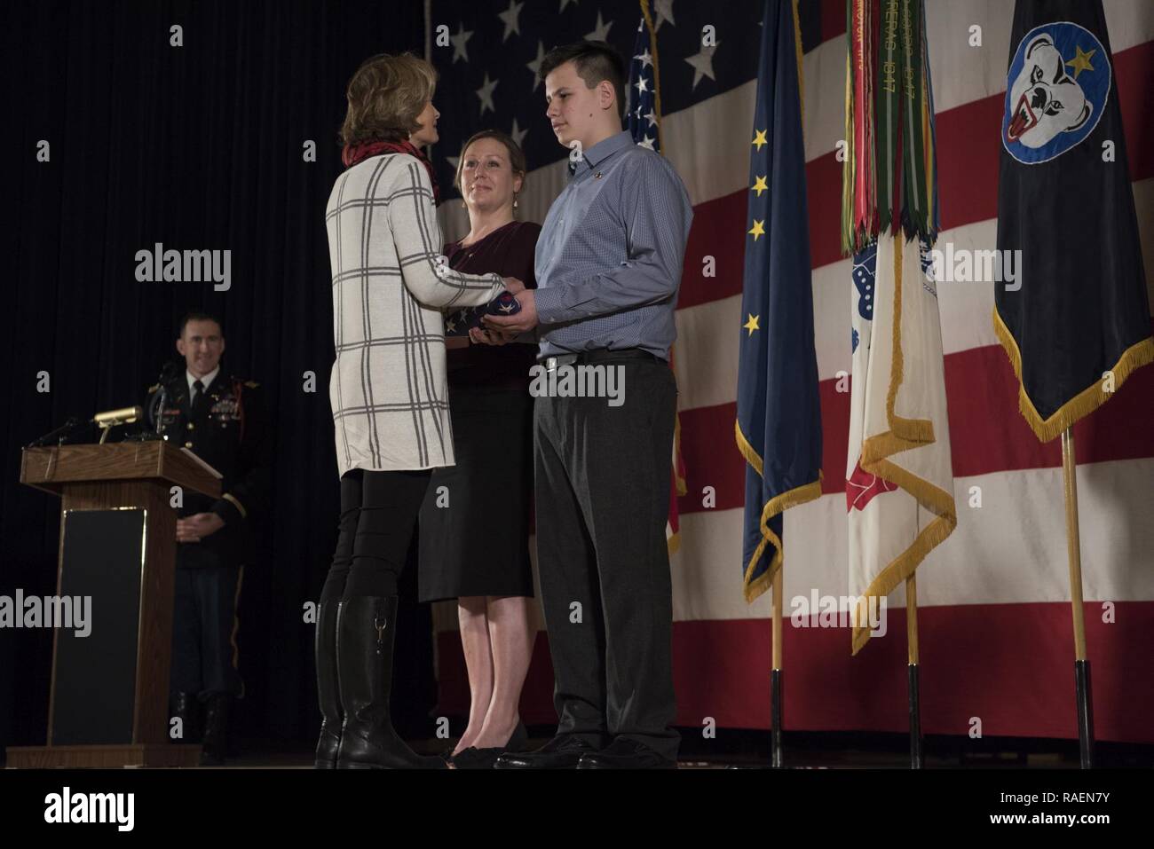 U.S. Sen. Lisa Murkowski presents Staff. Sgt. Justin T. Gallegos's son ...