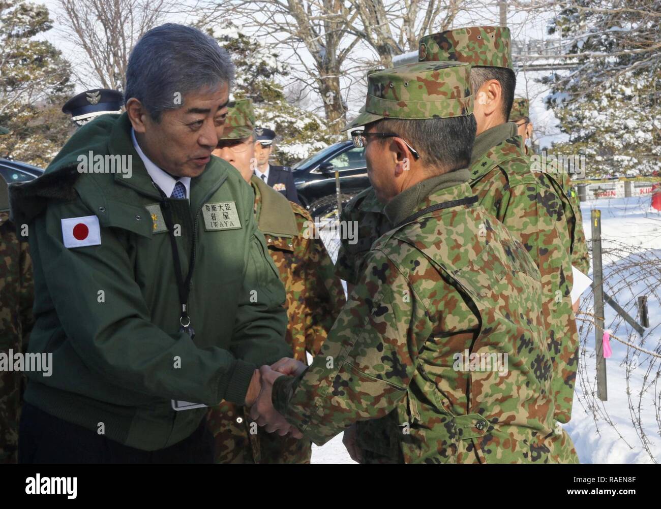 Japans Minister Of Defense Takeshi Iwaya Greets Japan Northern Army