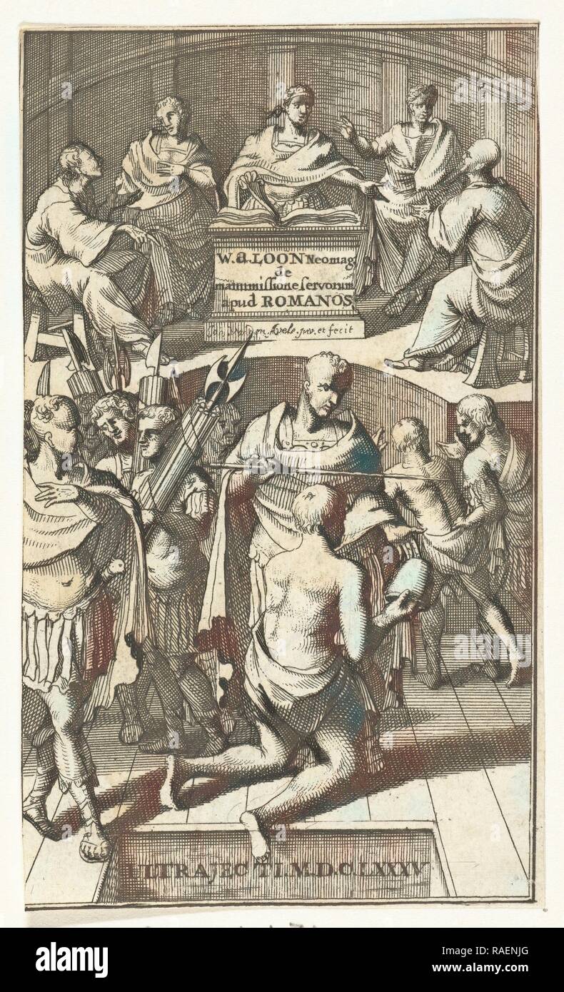 Prisoners are led in an antique courtroom by Roman soldiers for the ...