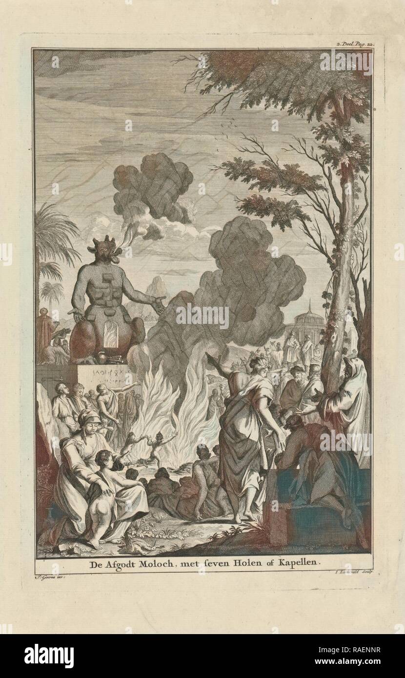 Human sacrifice to the idol Moloch, Jan Lamsvelt, 1684 - 174 ...