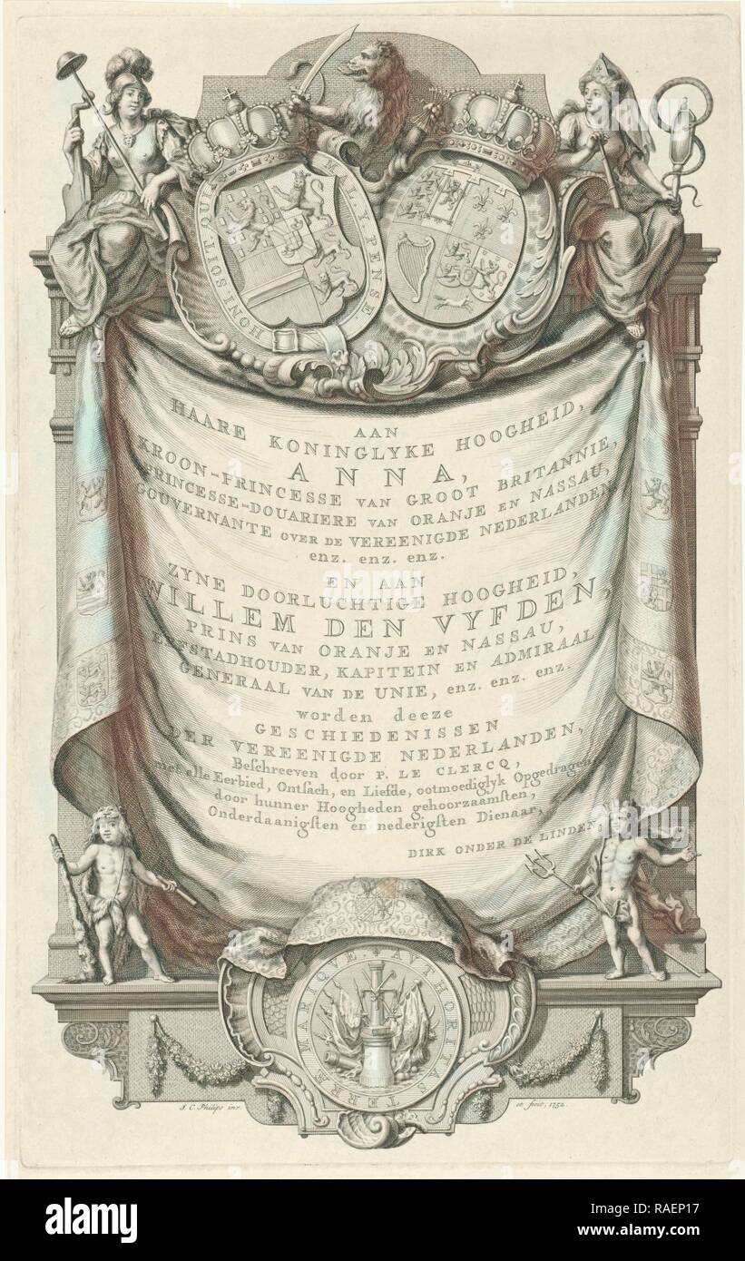 Ornamental frame with the coats of arms of Anne of Hanover and William ...