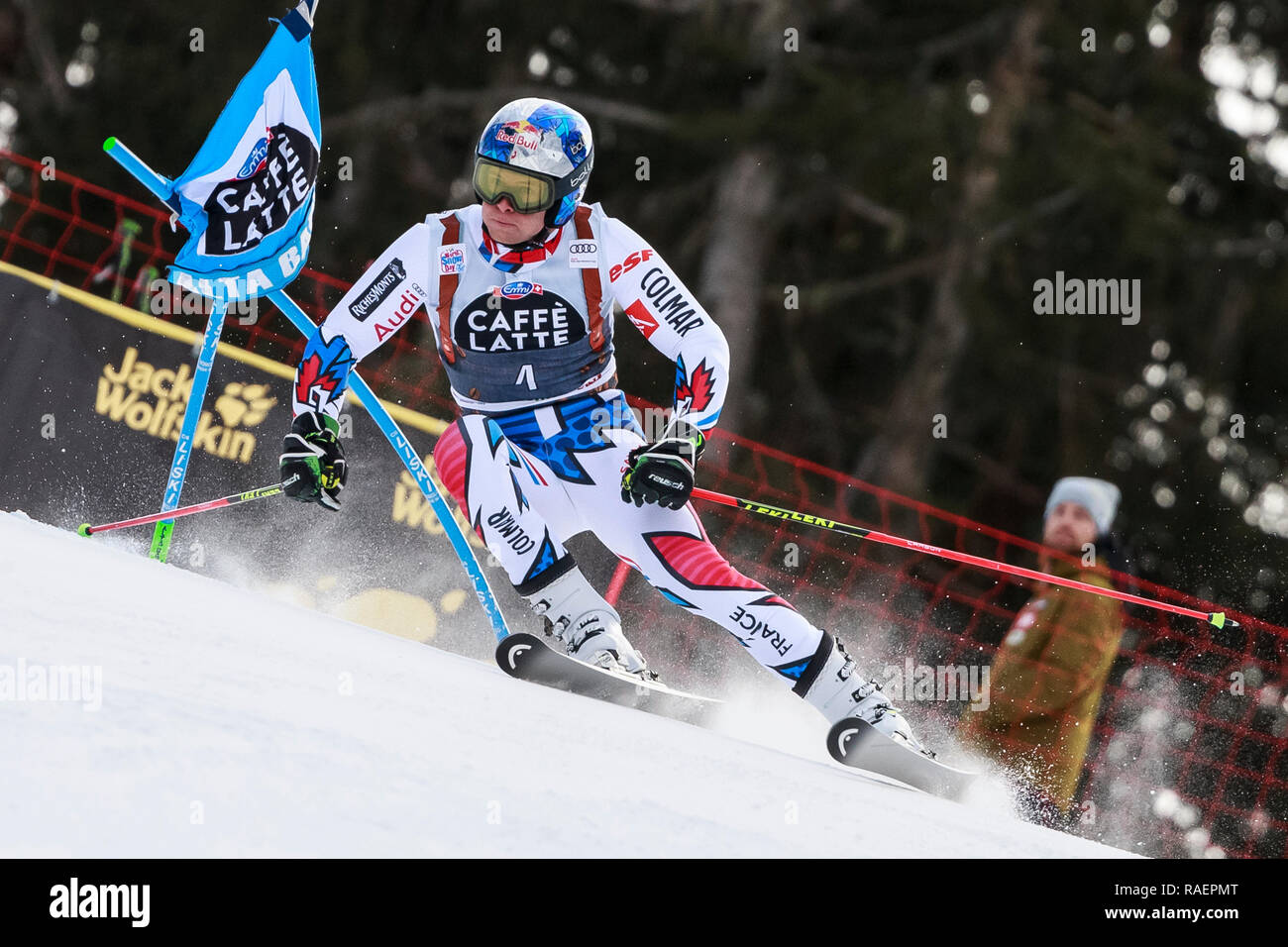 Alta Badia, Italy 16 December 2018. PINTURAULT Alexis (Fra) competing ...
