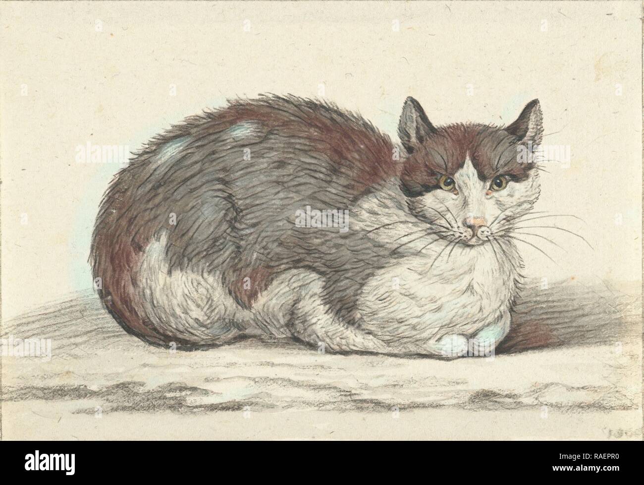 Reclining cat, Jean Bernard, 180. Reimagined by Gibon. Classic art with ...
