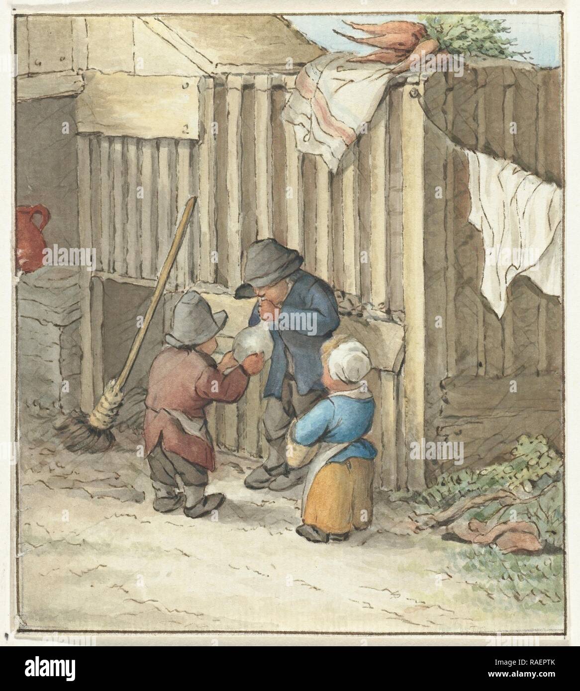 Three children playing with a pig's bladder, Jean Bernard, 1775 - 183 ...