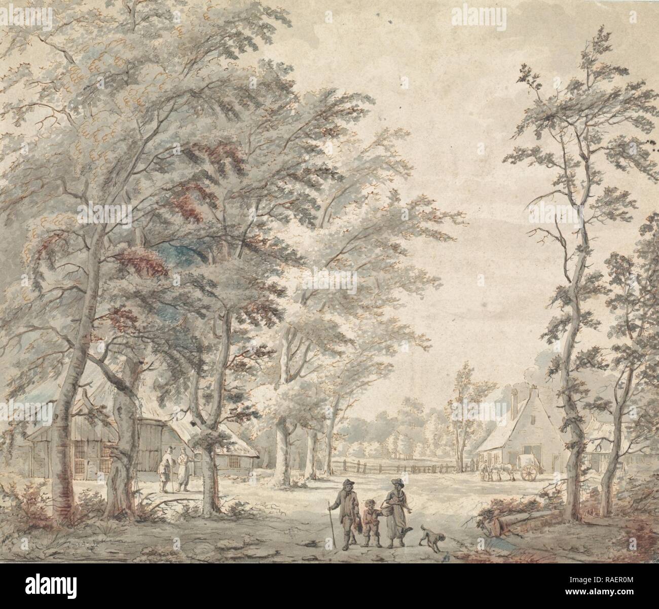 Landscape with houses under tall trees, Gerrit Hendrik Gobell, 181 ...