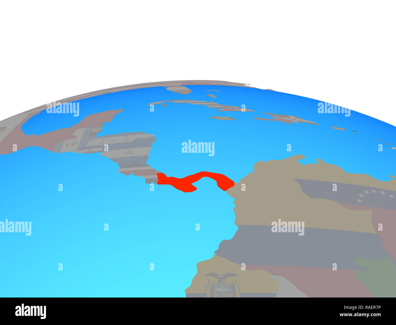 Panama with national flag on political globe. 3D illustration Stock ...