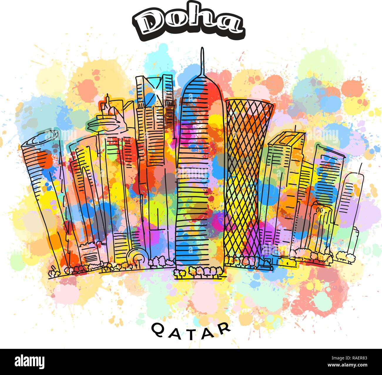 Arabic building construction doha qatar Stock Vector Images - Alamy