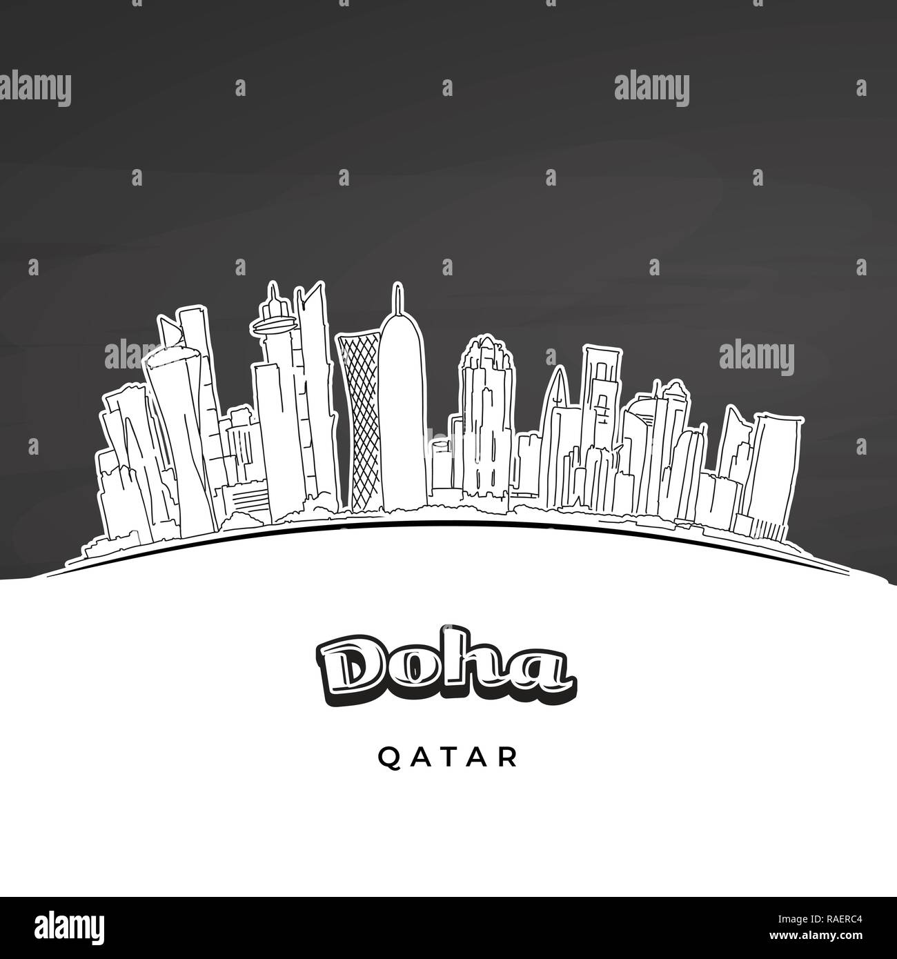 Doha skyline silhouette hi-res stock photography and images - Alamy