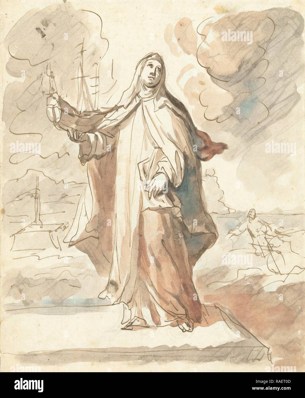 Saint Brigitta, standing with the ship in the right hand, Domenico ...