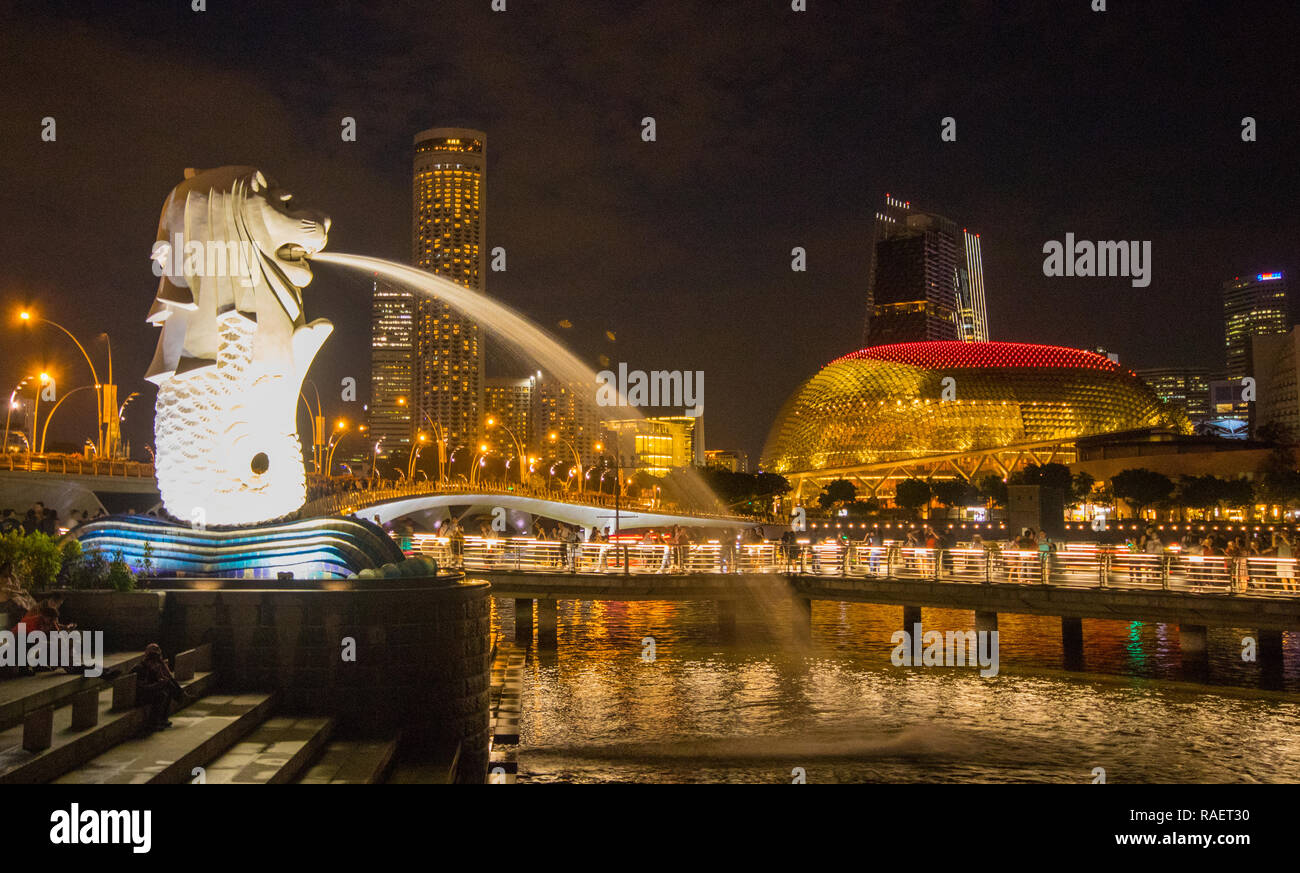 The Merlion, a mythical creature with a lion's head and the body of a ...
