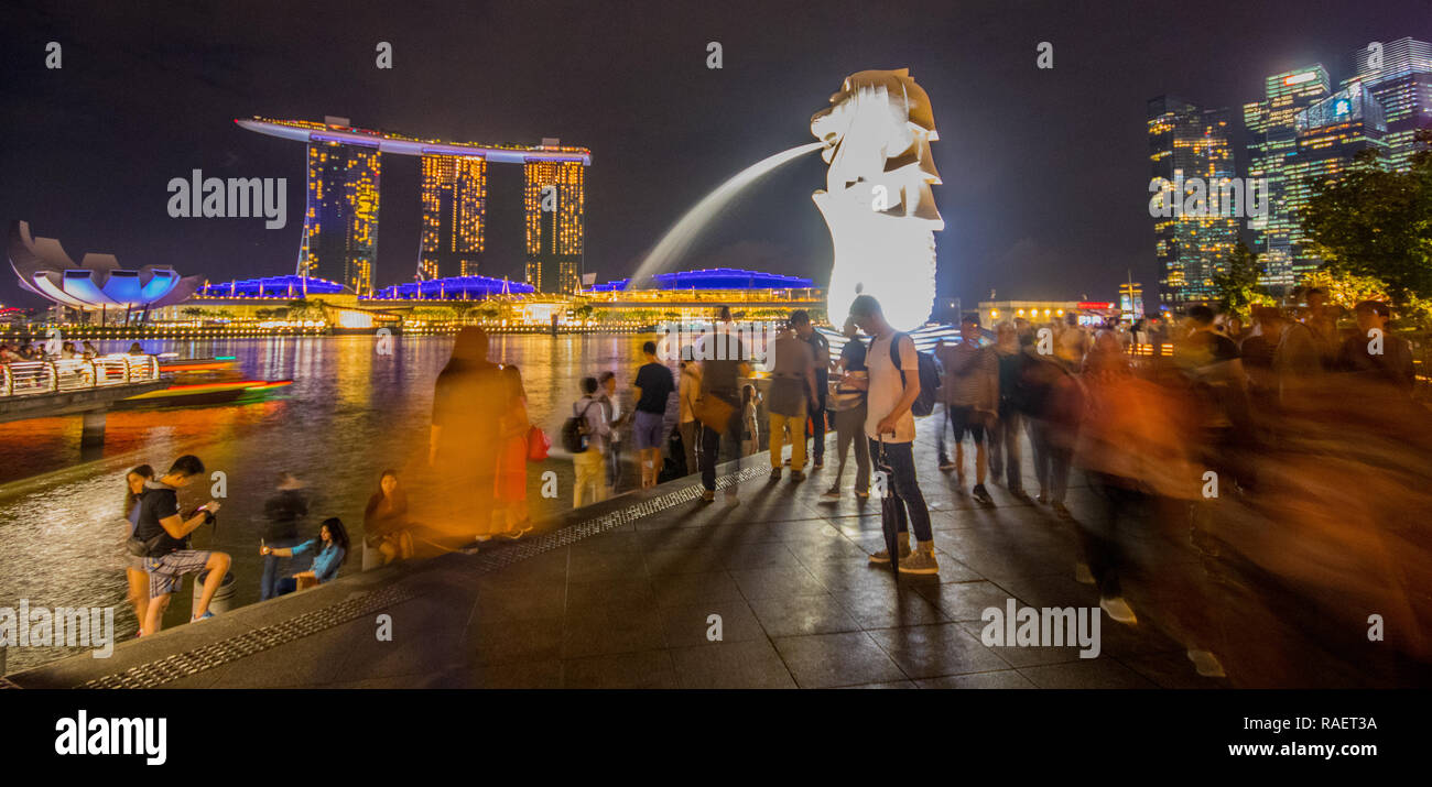 The Merlion, a mythical creature with a lion's head and the body of a ...
