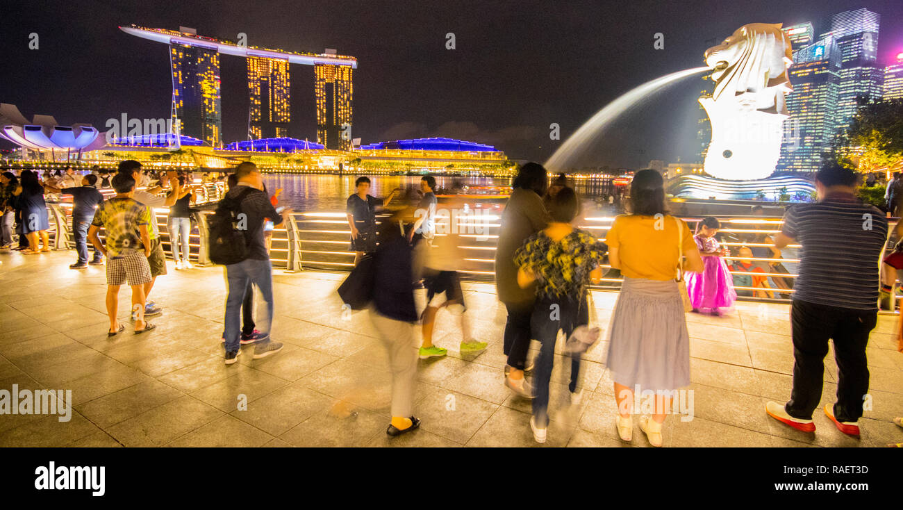 The Merlion, a mythical creature with a lion's head and the body of a ...