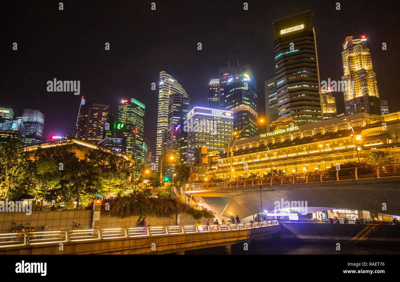 Singapore night scene Stock Photo - Alamy