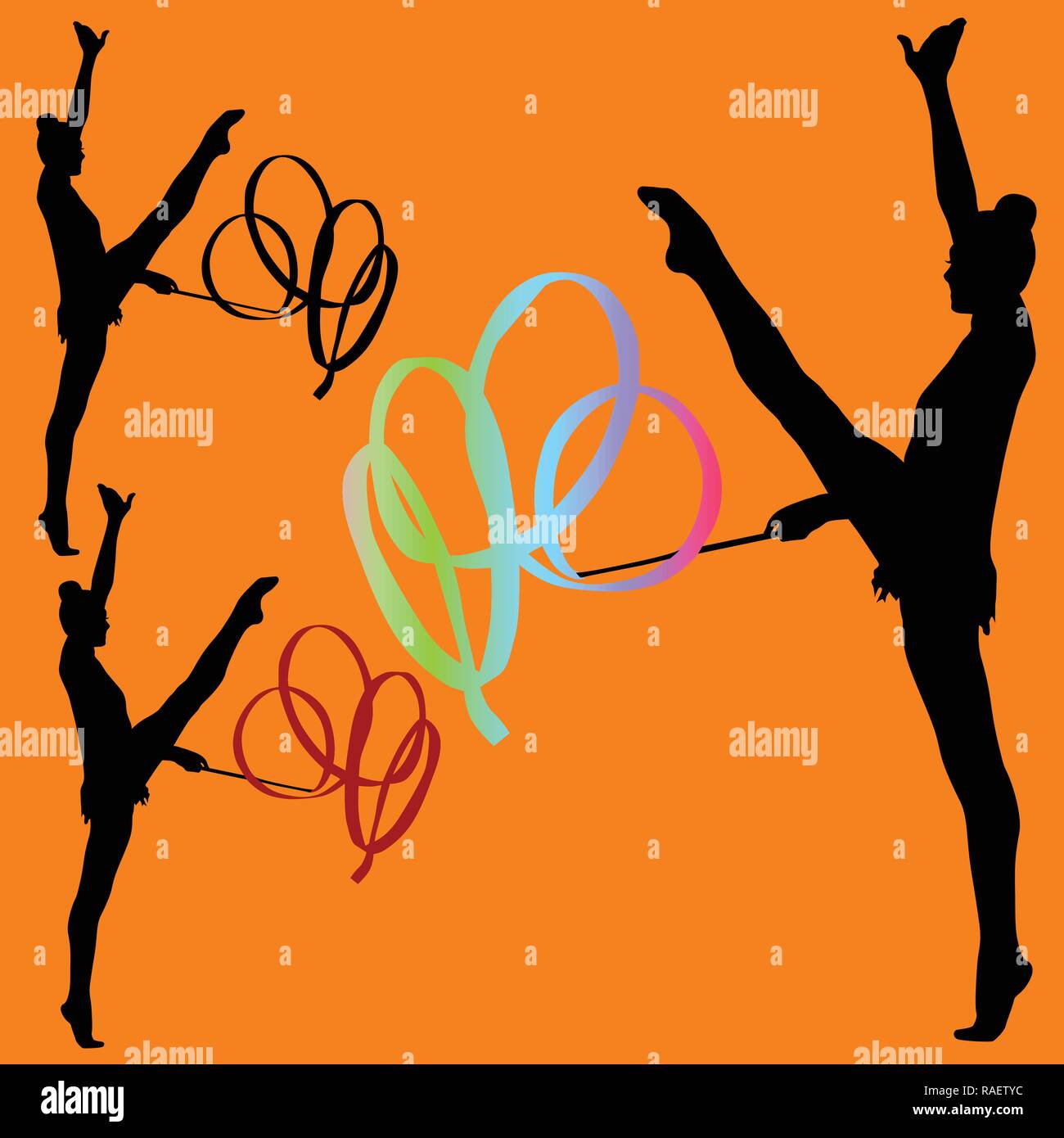 rhythmic gymnastics with ribbon wilhouette Stock Vector Image & Art - Alamy