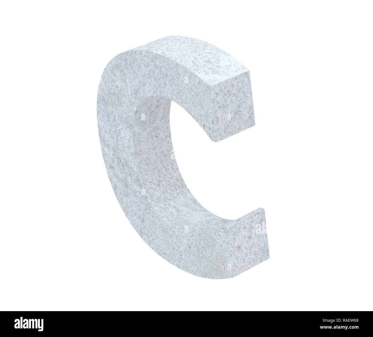 Concrete Capital Letter - C isolated on white background. 3D render ...