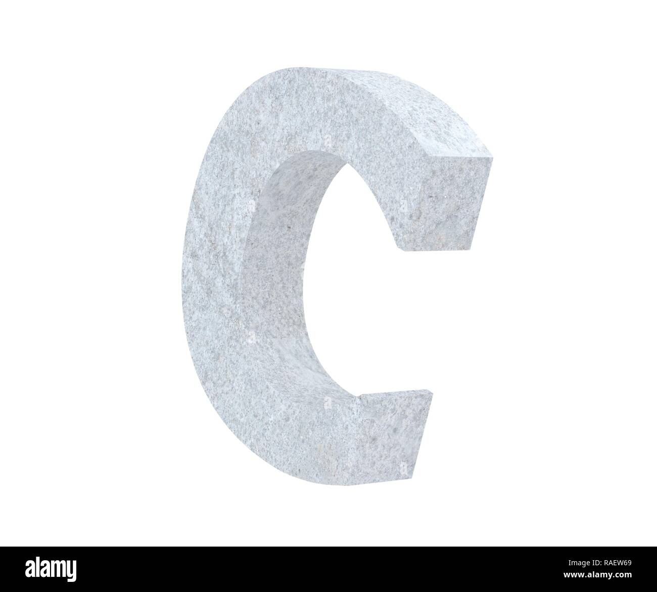 Concrete Capital Letter - C isolated on white background. 3D render ...