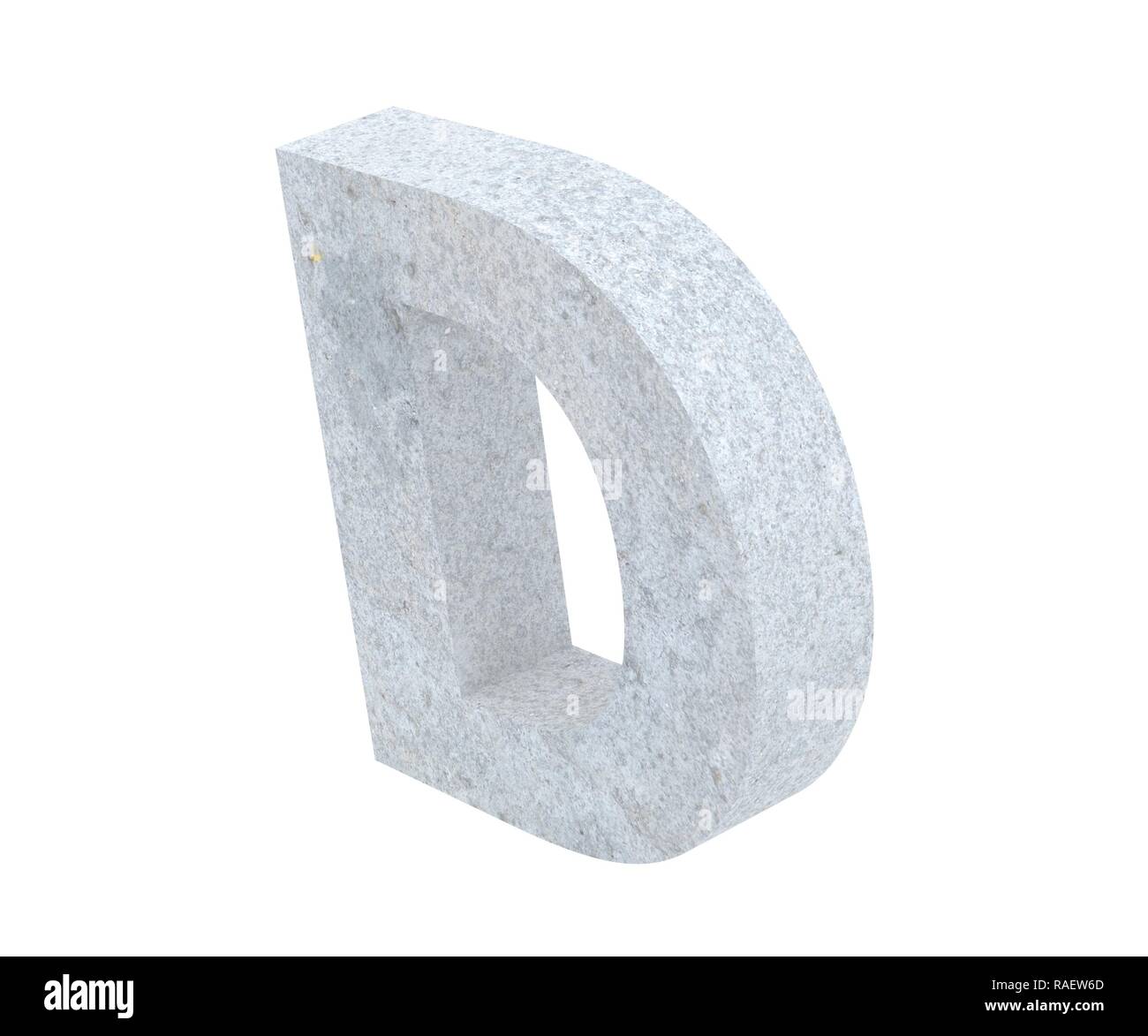 Concrete Capital Letter - D isolated on white background. 3D render ...