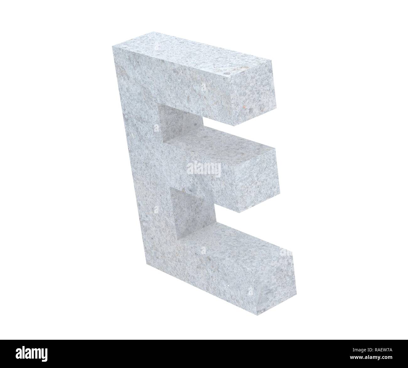 Concrete Capital Letter - E isolated on white background. 3D render ...