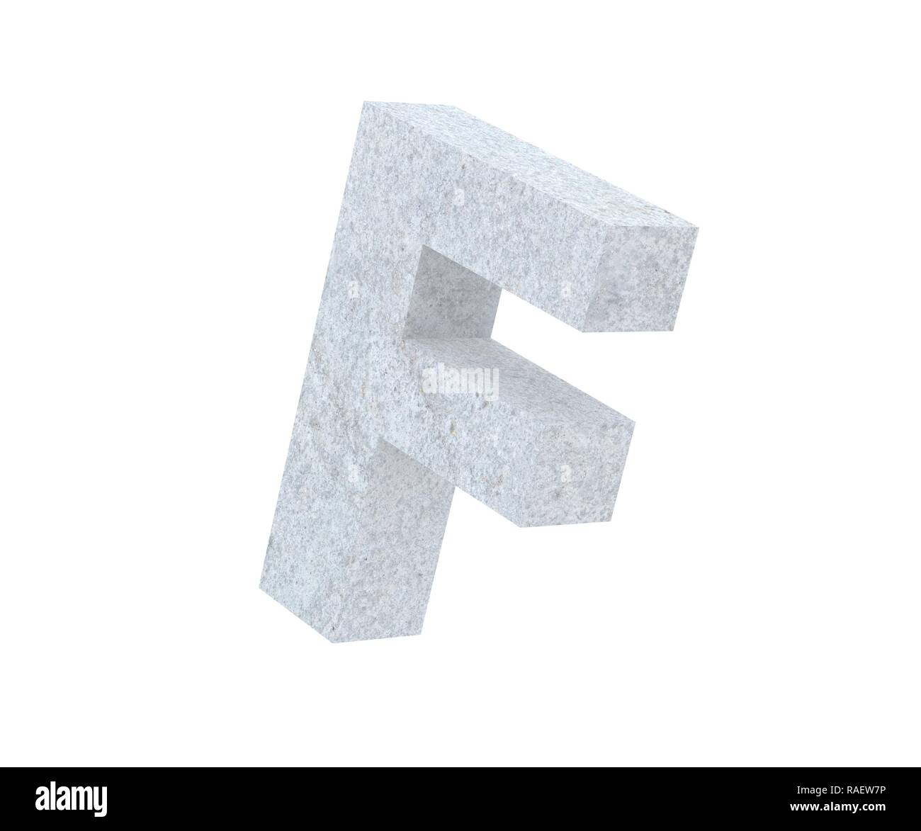 Concrete Capital Letter - F isolated on white background. 3D render ...