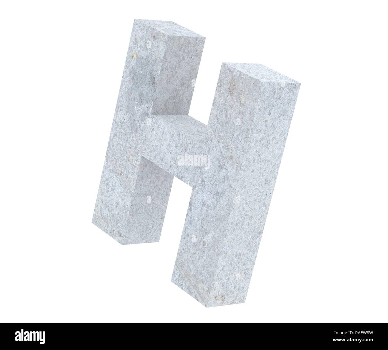 Concrete Capital Letter - H isolated on white background. 3D render ...