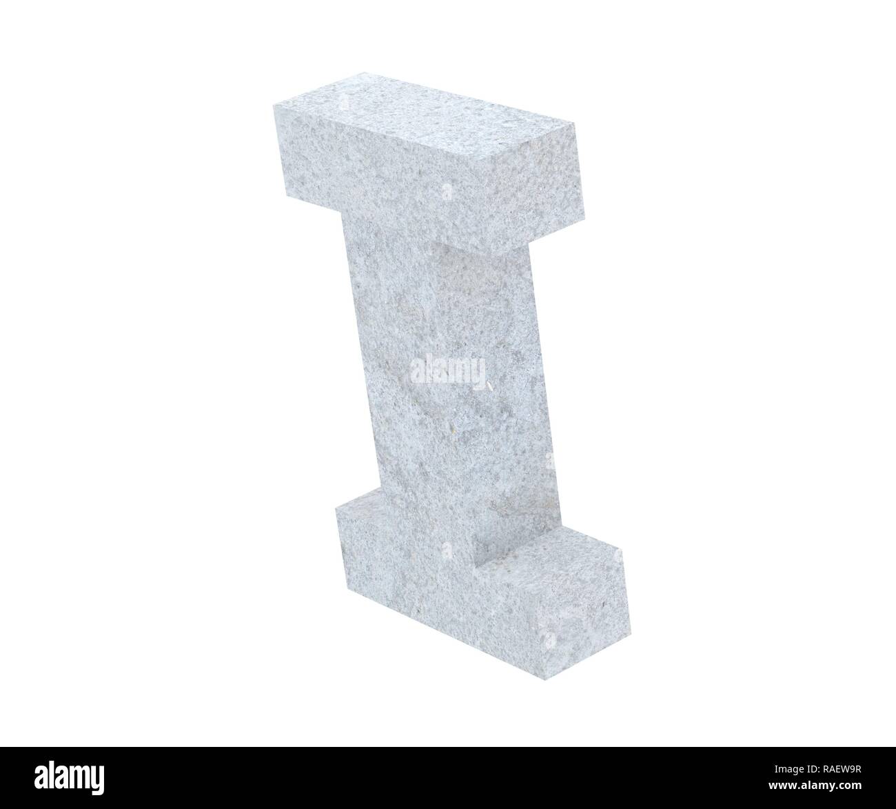 Concrete Capital Letter - I isolated on white background. 3D render ...